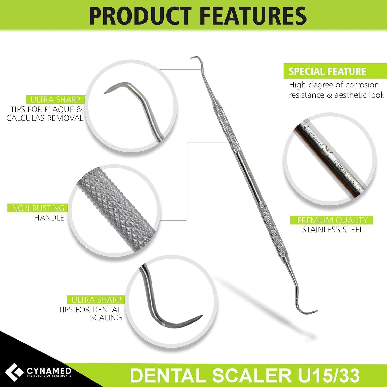 CynaMed Dental Tools Oral Care Kit (5-Pack) β Stainless Steel Dental Pick, Tartar Scraper, Scaler, Tweezers, and Mouth Mirror for Personal & Pet Use
