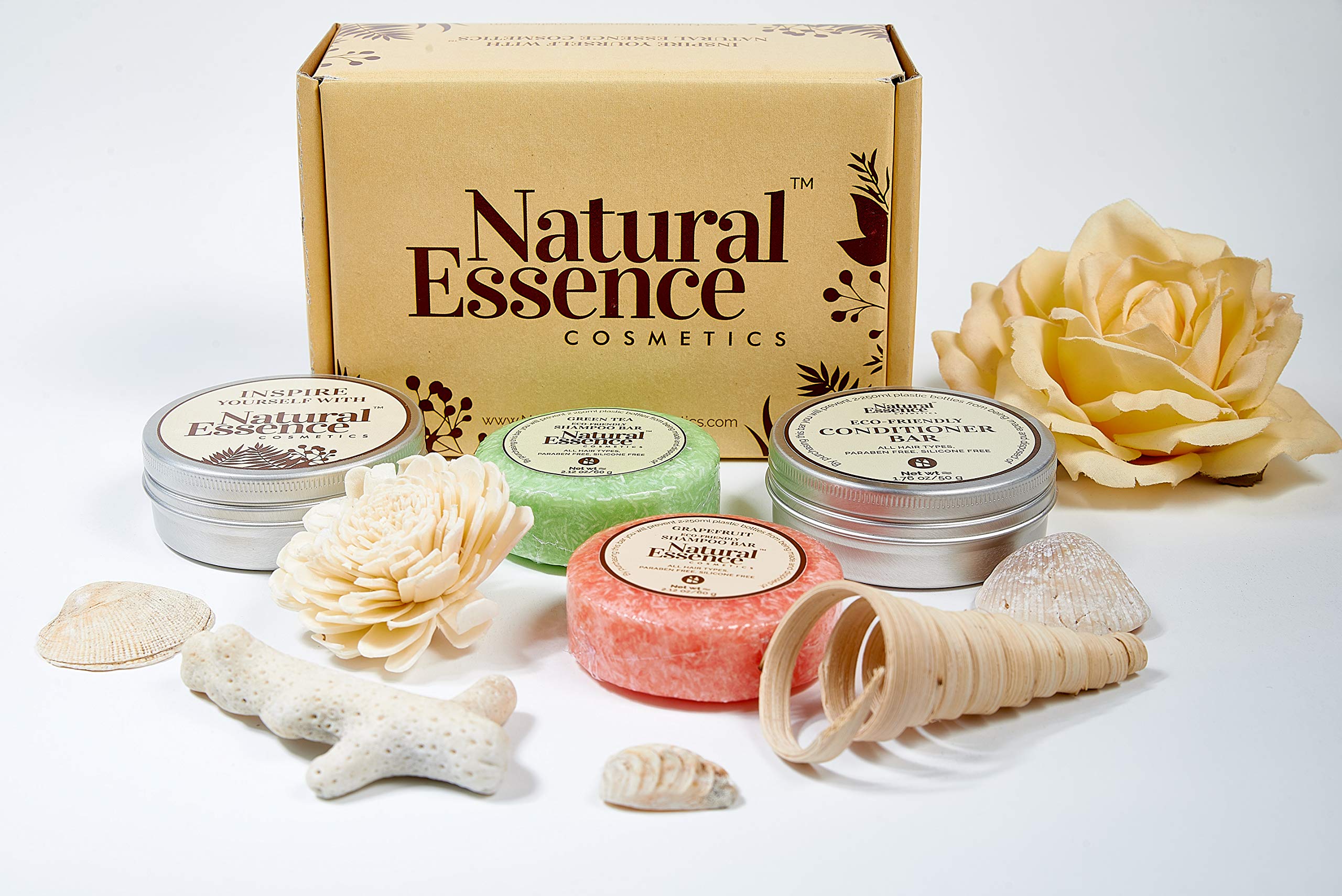 Shampoo Bars for Hair and Hair Conditioner Bar Set for All Hair Types Green Tea and Grapefruit 2 Shampoo Bars and 1 Grapefruit Conditioner Bar with 2 Tin Containers