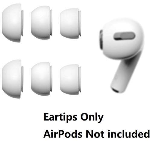 JNSA Replacement Ear Tips Compatible with AirPods Pro,Compatible with AirPods Pro Covers Compatible with AirPods Pro Earbuds Tips Ear Gels, S/M/L 3 Size 3 Pairs, Silicone Eartips, White