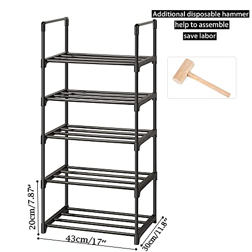 OYREL Sturdy Metal Shoe Rack Organizer,Narrow Shoe Racks for Closets, Shoe Stand,Shoe Shelf