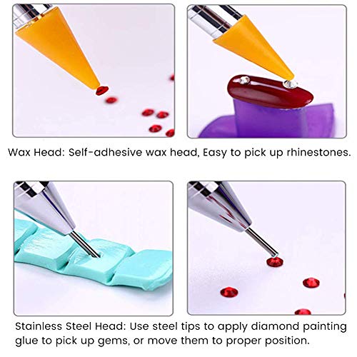πππππ€ Rhinestone Picker, ππ’ππ¦π¨π§π πππ’π§ππ’π§π ππ¨πππ’π§π πππ§ Dual-end Rhinestones Pickup Tool for Nail Gems Stones Crystals πππ Nail Art Crafts (Pink and White)