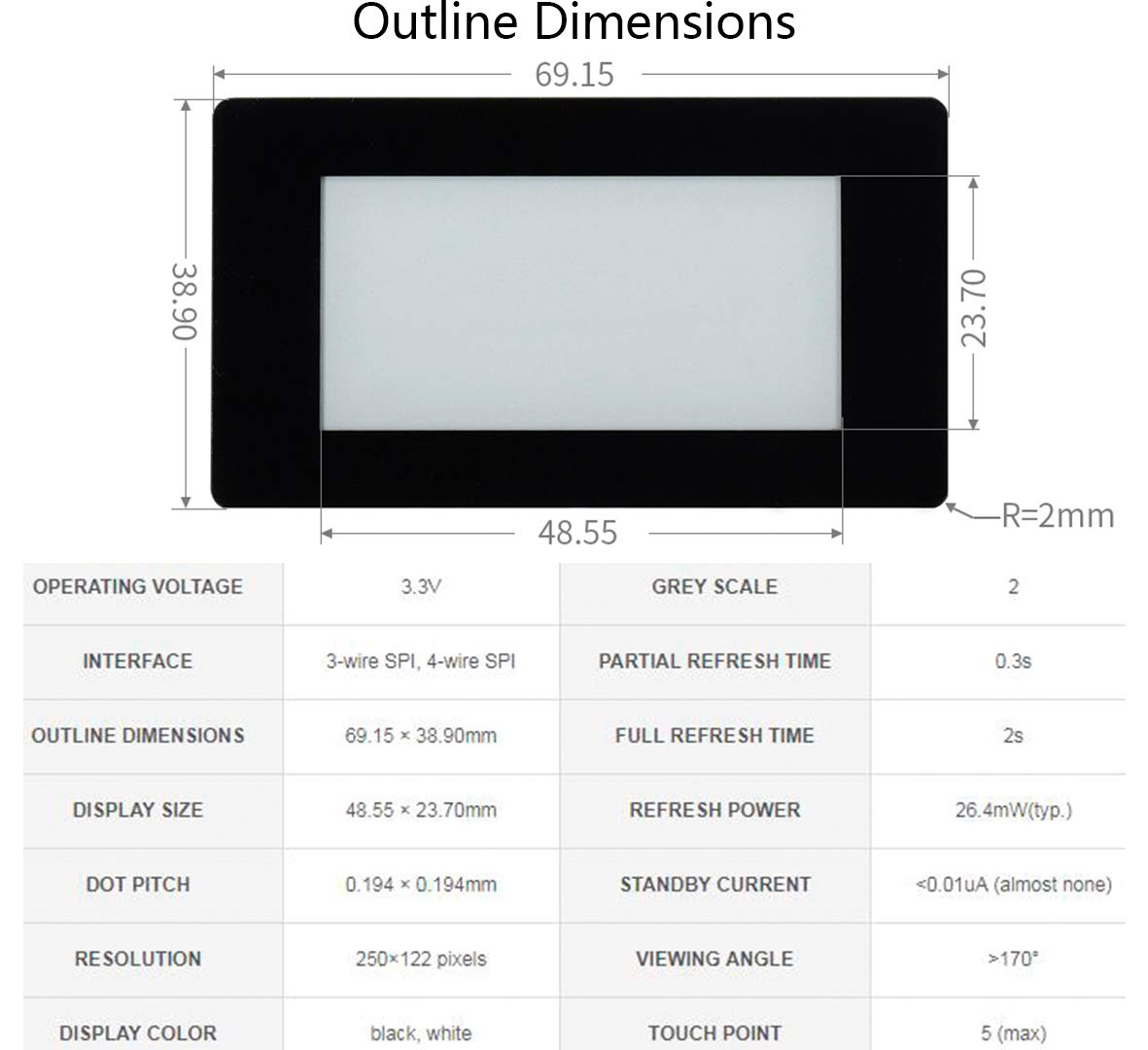 Waveshare 2.13inch Touch e-Paper HAT for Raspberry Pi 4B/3B+/3B/2B/Zero/Zero W/Zero WH, 250x122 Pixels, Black White Two-Color, 5-Point Touch E-Ink Screen LCD, SPI Interface Support Partial Refresh