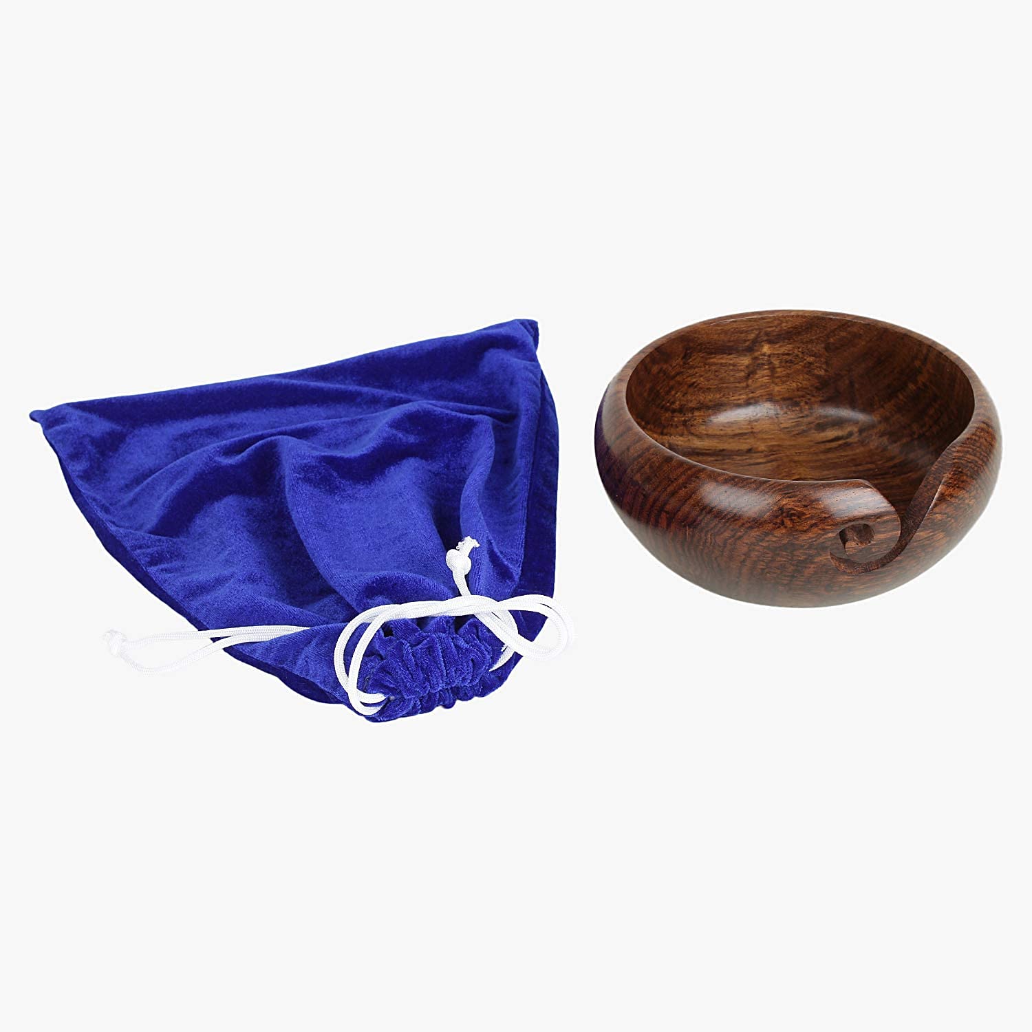Ajuny Handmade Large Wooden Yarn Bowl with Holes Crochet Wool Ball Holder Elegant Design Decorative Knitting Bowl Storage Crocheting Accessories Gifts