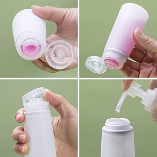 Valourgo Leak Proof Travel Size Bottles, TSA Approved Portable Silicone Containers Plastic Spray Bottle for Travel Size Toiletries Refillable Travel Accessories Handy 5 Pieces Travel Kit (3.4 fl. oz)