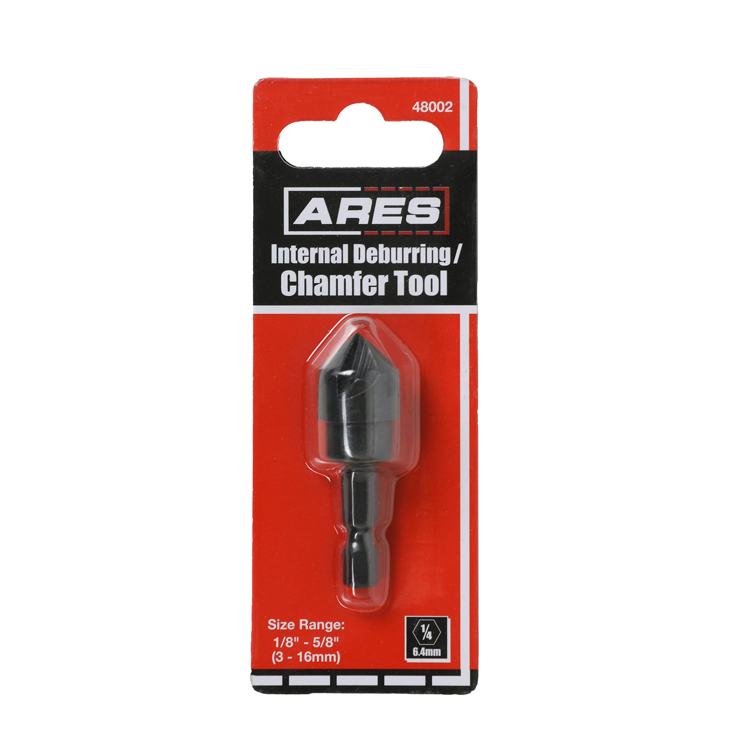 ARES 48002 – Internal Rotary Deburring & Chamfer Tool (3-19mm) – 1/4-Inch Shank for Use with Drill or Hex Driver - Clean and Repair Internal Edges of Newly Cut Pipes