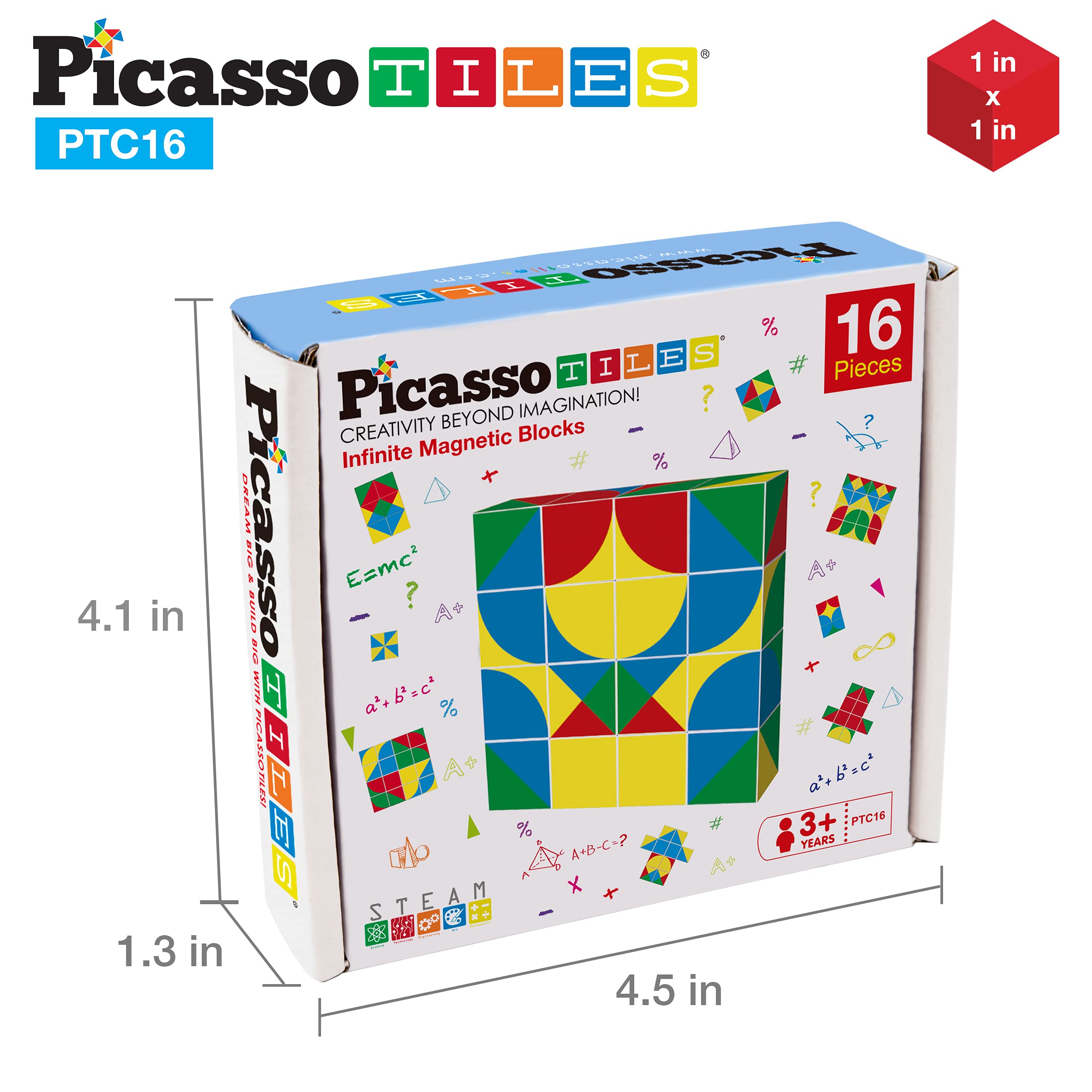 PicassoTiles 1" Infinite Magnetic Puzzle Game Magic Pixy Cube Puzzles Brain Teaser Set w/Free Ideabook Kids Toy Magnet Pattern Block Matching Card Challenge Toys Inspiration STEM Learning PTC16