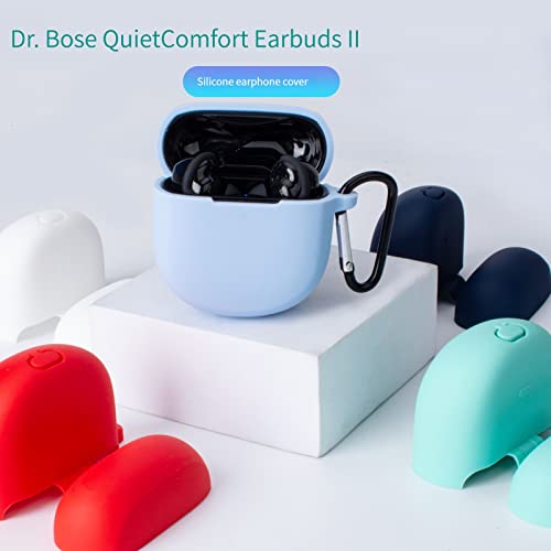 2 Pack Case for Bose QuietComfort Earbuds II 2022, Soft Silicone Skin Shockproof Protective Cover for New Bose QuietComfort Earbuds II Case with Carabiner ,Jasper