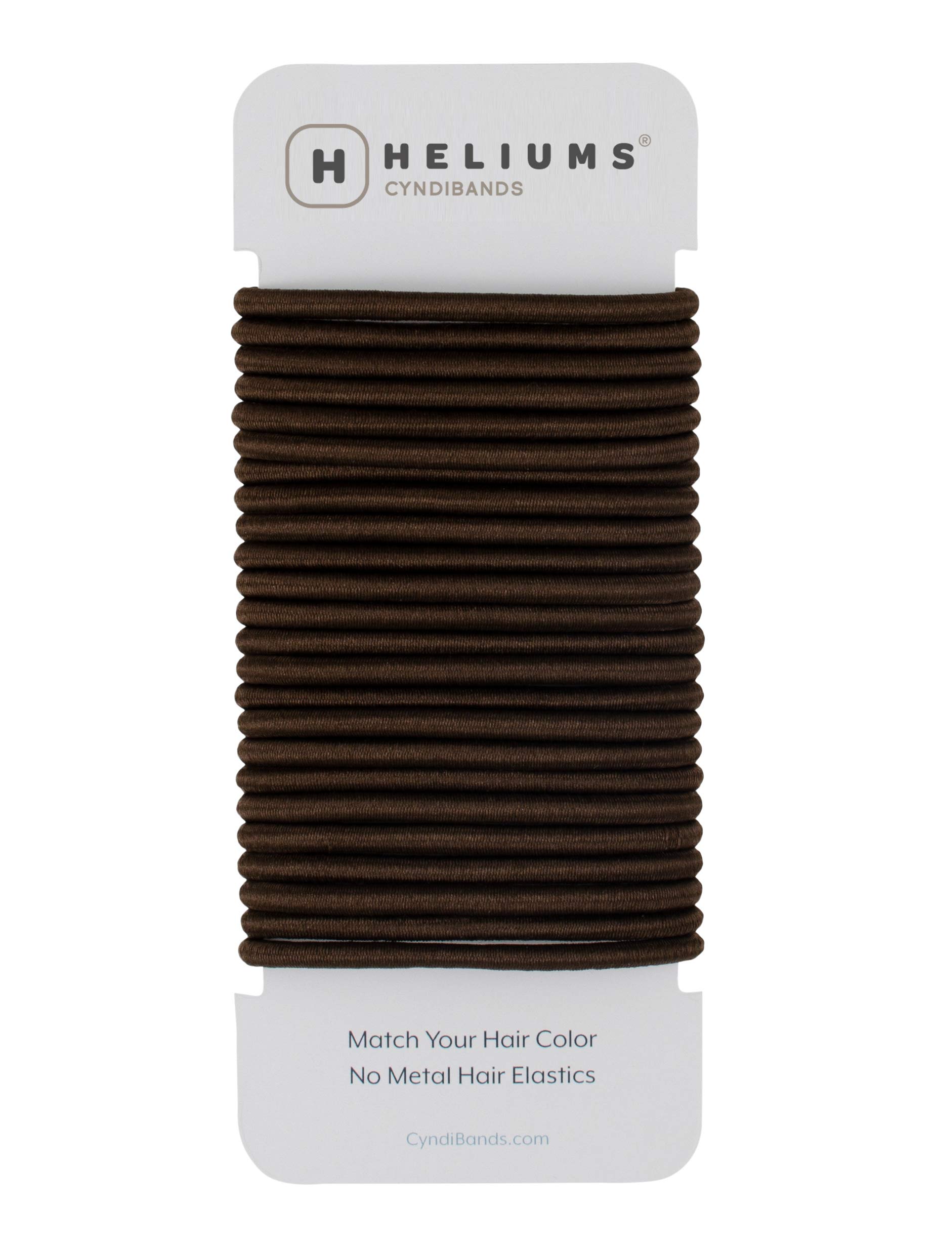 Cyndibands Elastic Hair Ties - Dark Brown - 24 Count, 4mm x 1.75 Inch Diameter Ponytail Holders