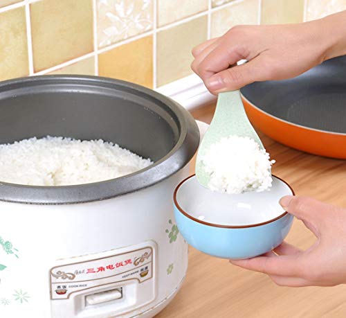 Rice Paddle Spatula Tableware Food Serving Spoons No Scratch Rice Cooker Scoop Solid Color Wheat Straw Eco-friendly Kitchen Utensil - 3 Pack
