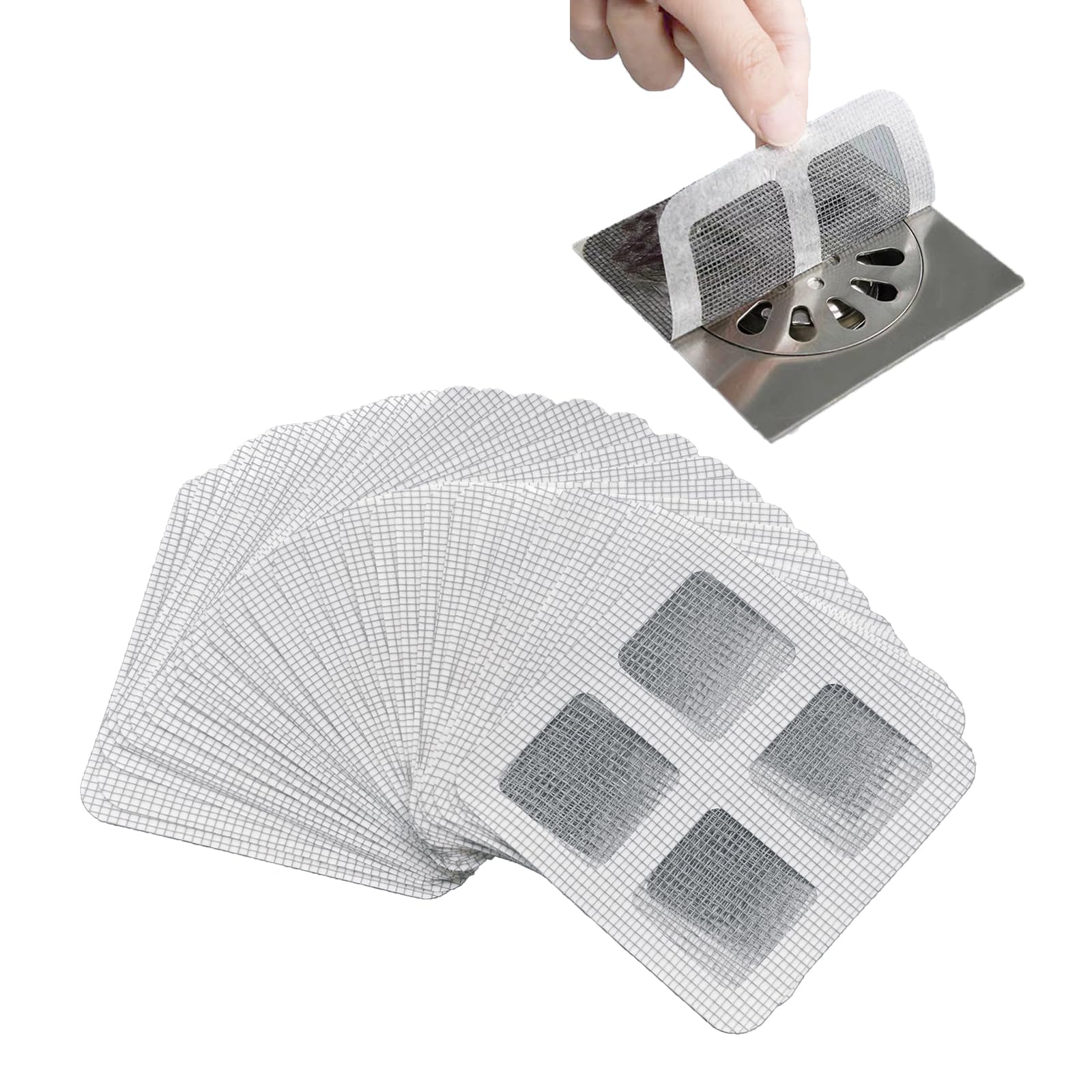 30 Pcs Floor Drain Stickers, 4" X 4" Disposable Shower Floor Drain Cover, Shower Drain Hair Catcher Mesh Stickers for Kitchen Sink, Bathroom, Laundry