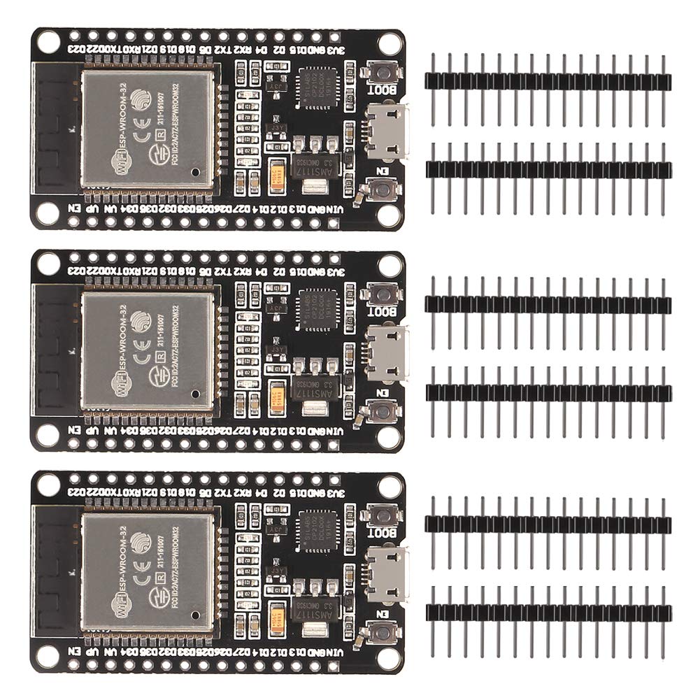 D-FLIFE 3pcs ESP32 ESP-32S Development Board 2.4GHz Dual-Mode WiFi Bluetooth Dual Cores Microcontroller Processor Integrated with ESP32s Antenna RF AMP Filter AP STA for IDE (Not Welded)
