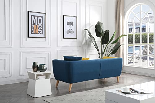 Greatime Linen Fabric Upholstery Modern Design Loveseat with Toss Pillow and Wood Legs