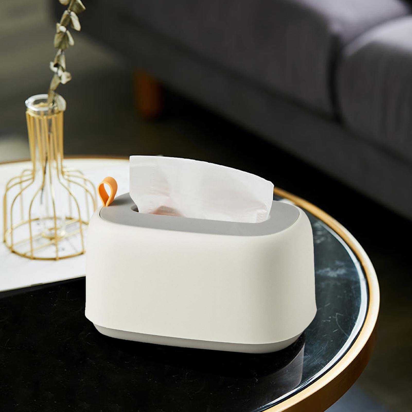 AKOYA Wicker Collection Wet Wipes Dispenser Holder - Wall-Mounted Wet Tissue Box Baby Wipes Box Home Office Desk, Dorm, Kitchen, Washroom, White, 20.2*10.5*13.2cm/7.95*4.13*5.20inch