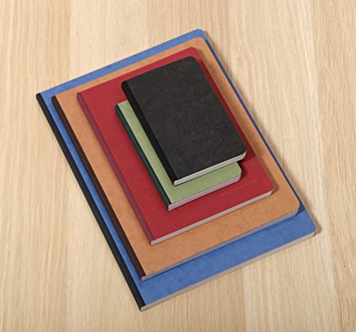 Clairefontaine - Ref 793461C - Age Bag Thread-Bound Notebook (192 Pages) - A5 Size, Lined Rulings, 90gsm Brushed Vellum Paper, Elastic Closure - Black Cover
