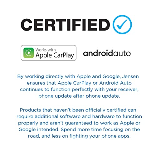 Jensen J1CA9W 9-inch Certified Apple CarPlay Android Auto Wired or Wireless | Single DIN Touchscreen Car Stereo Receiver | Bluetooth | Backup Camera Input | USB Playback & Charge | Sirius XM Ready