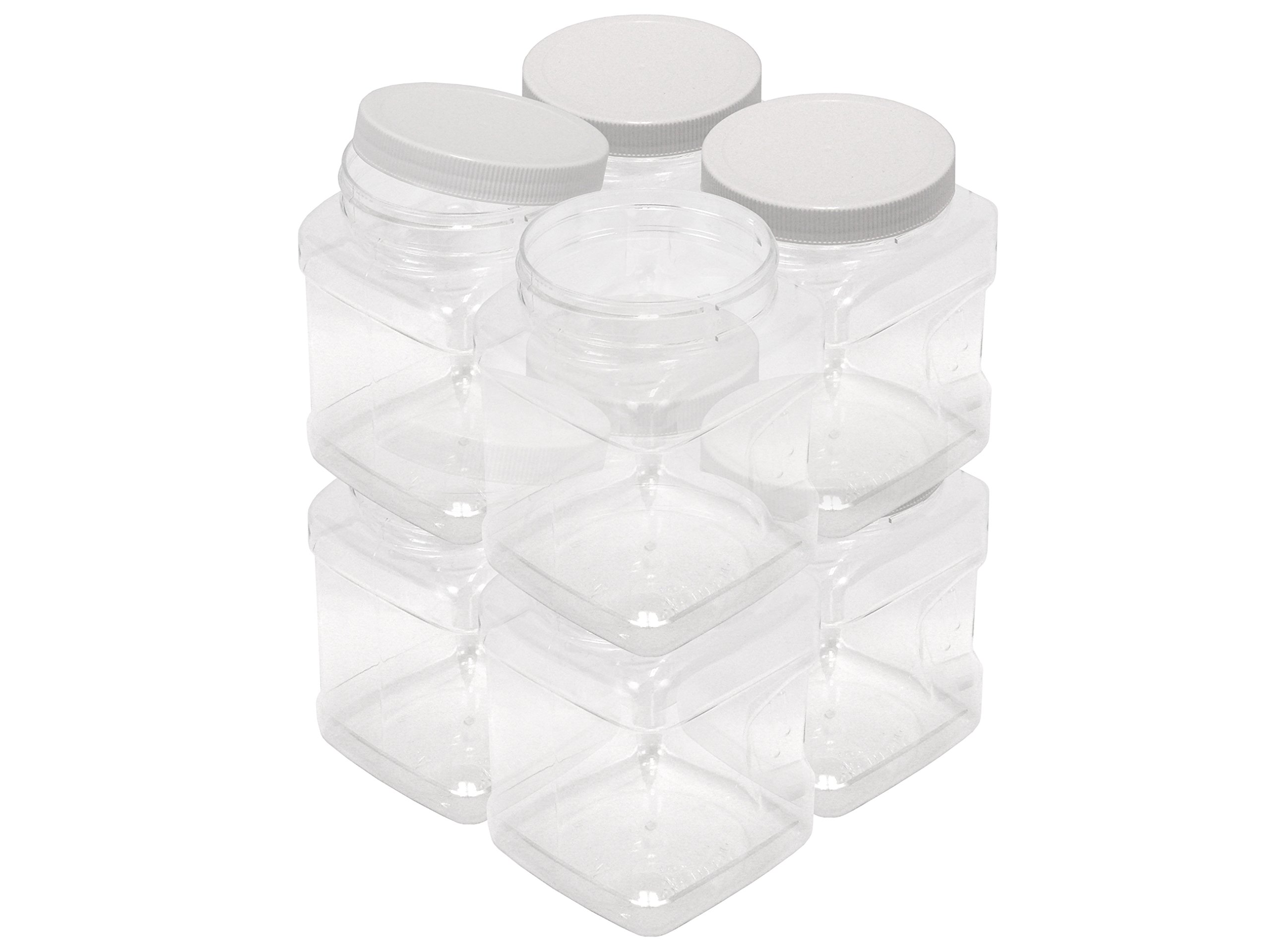 32 oz (1 quart) PETE Containers, 8-Pack, Clear Plastic Kitchen Food Storage with GripF