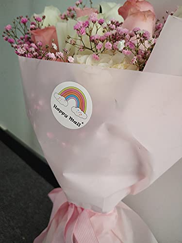 Rainbow Happy Mail Stickers 1.5 Inch Mailing Sticker - 500 Pcs Thank You Labels for Small Shops , Shipping Package Lables Decorative Flower Boutiquets Envelope Sealings