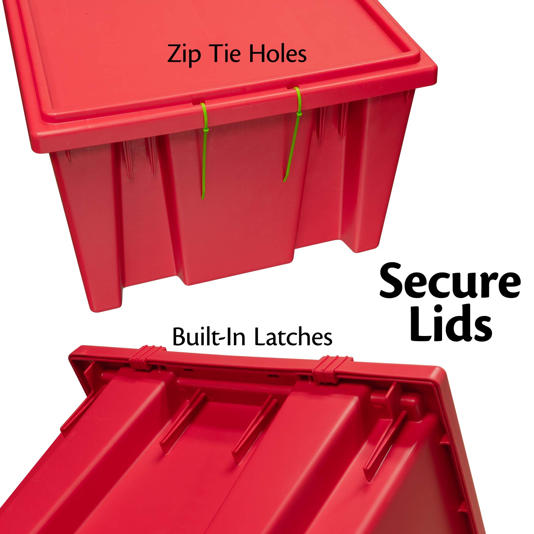 Akro-Mils 35190 Nest and Stack Plastic Storage Container and Distribution Tote, (19-1/2-Inch L x 15-1/2-Inch W x 10-Inch H), Red, (6-Pack)