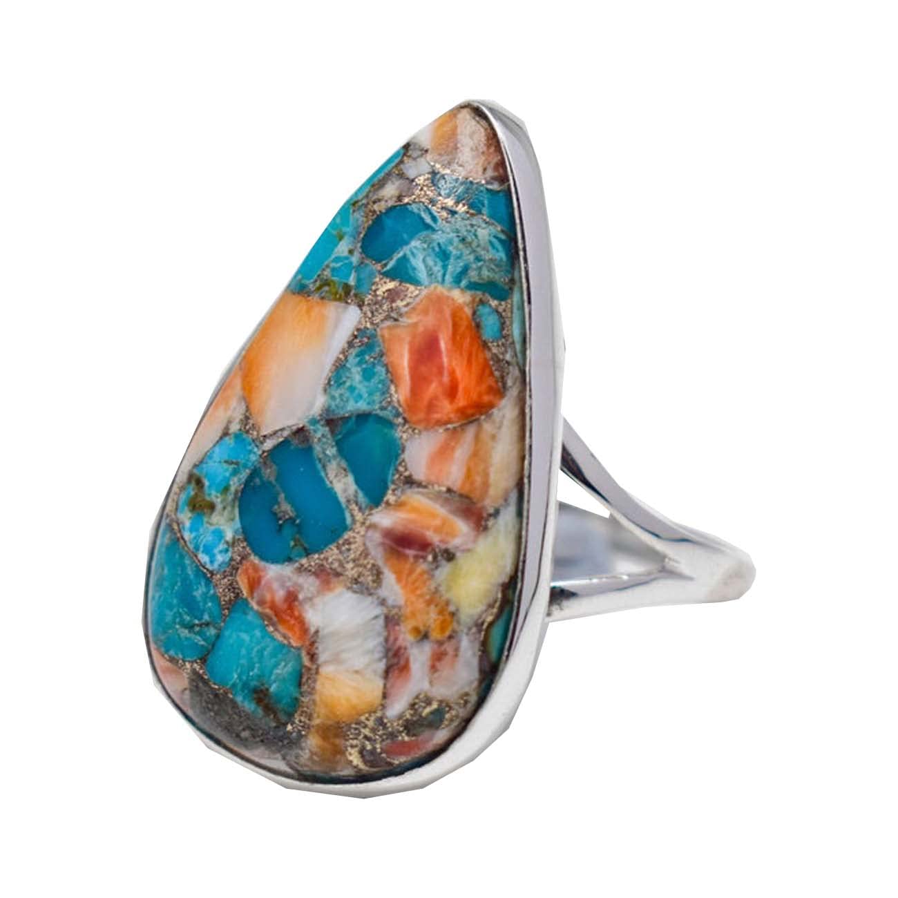 2022 New year Silver Ring Bridal Rings Custom Jewelry Oyster Copper Turquoise Pear Shape Gemstone Ring/Gemstone Factory Wholesale beautiful Ring-1771 (9)
