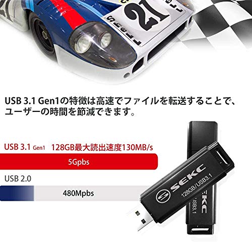 SEKC 256GB USB3.1 Flash Drive, Read Speed up to 130MB/s, Black - SDA20256G
