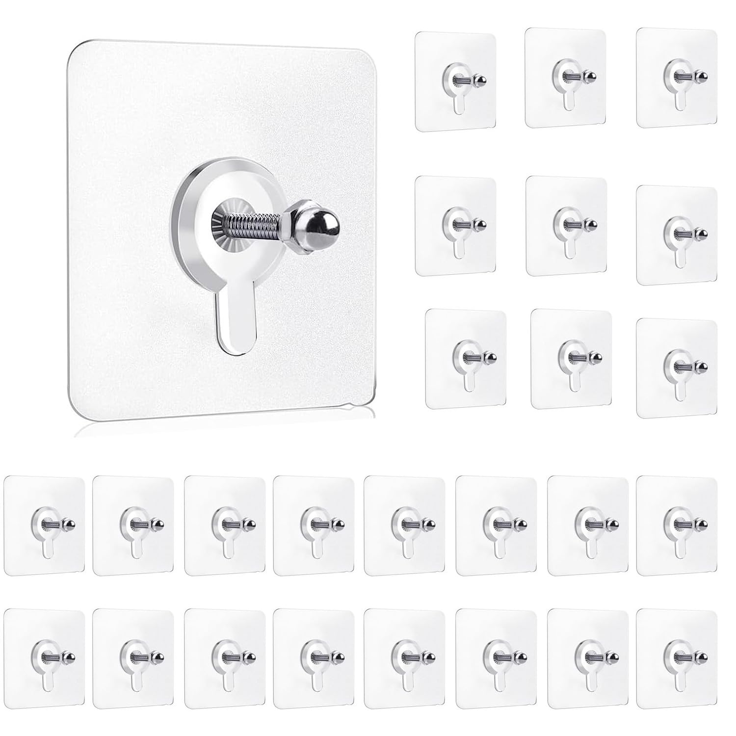 30 PCS Self Adhesive Picture Hangers No Nails,No Drill Wall Hangers, Extra Long 16mm Waterproof Transparent Picture Hanging Kit for Pictures, Frames, Wreath and Wall décor,(2.36 in,Max 13 lbs)
