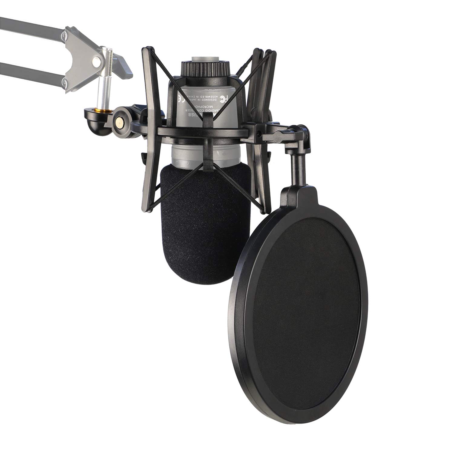 AT2020 Shock Mount with Pop Filter, Foam Windscreen Reduces Vibration Noise and Improve Recording Quality for AT2020USB+ Condenser Mic by YOUSHARES