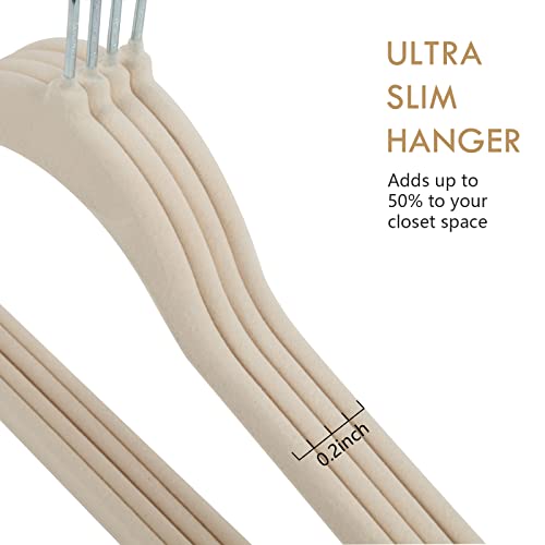 ATZJOY Clothes Hangers Non-Slip Space Saving Velvet Hangers (100 Pack, Ivory)