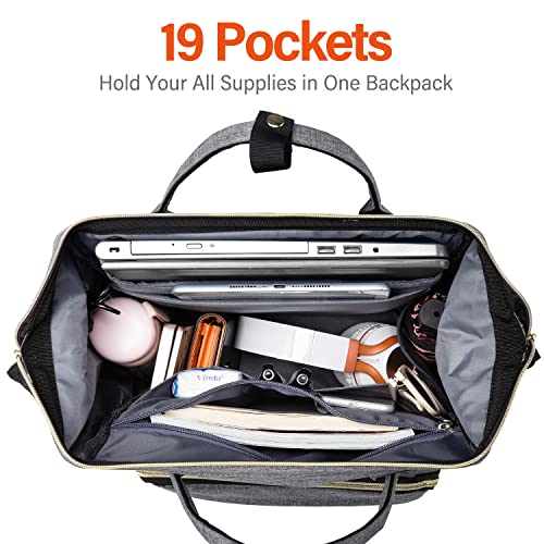 LOVEVOOK Laptop Backpack for Women Fashion Travel Backpack Business Computer Purse Work Bag with USB Port, Grey