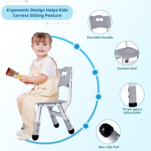 AuAg 47.2ββ Kid Table and 4/6 Chairs Set, Height Adjustable Toddler Study Table&Chair Set for Age 2-10, Multi-Activity Art Table W/Graffiti&Scrubtable Desktop, for Daycare, Classroom, Home