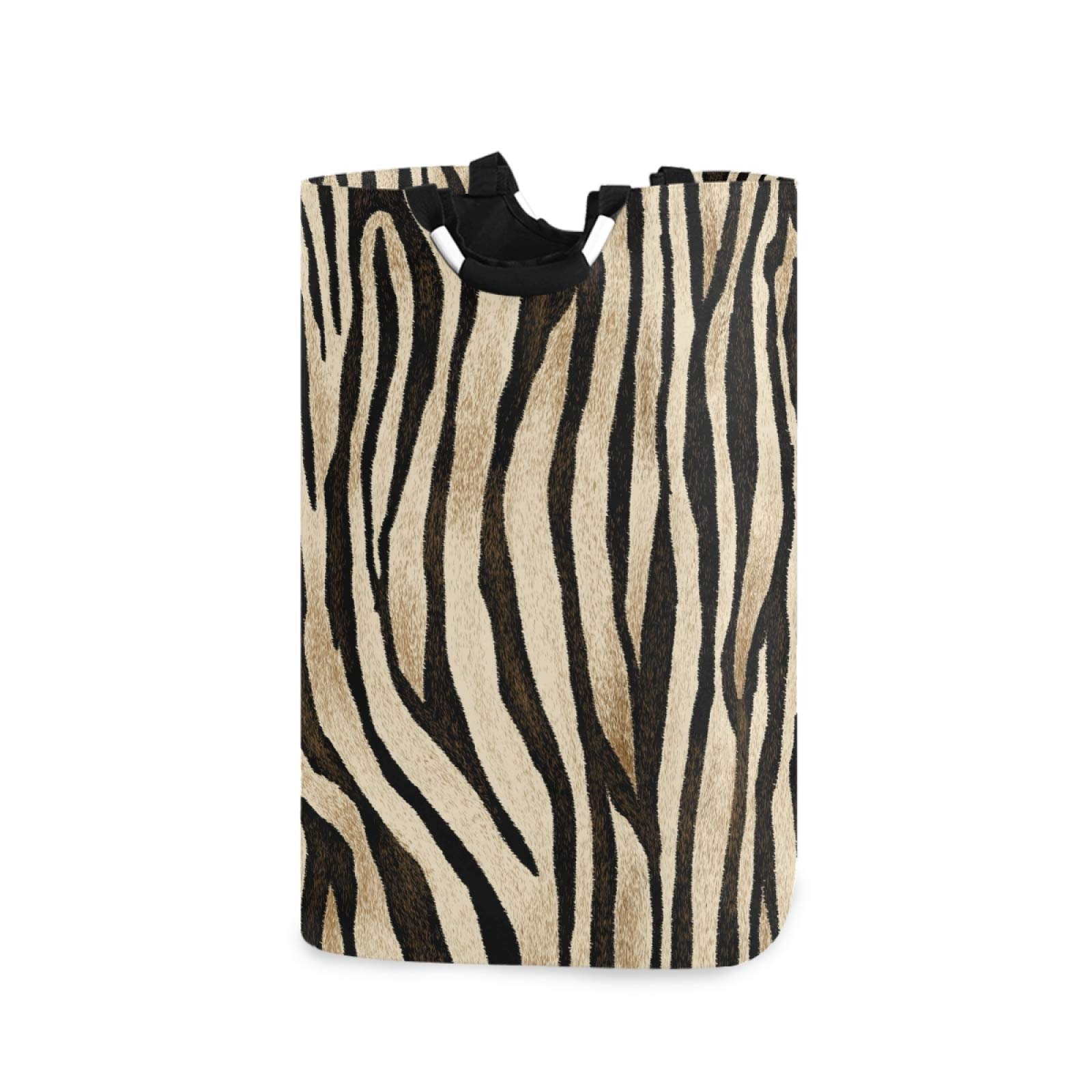 ALAZA Large Laundry Basket Vintage Zebra Print Animal Laundry Bag Hamper Collapsible Oxford Cloth Stylish Home Storage Bin with Handles, 22.7 Inch