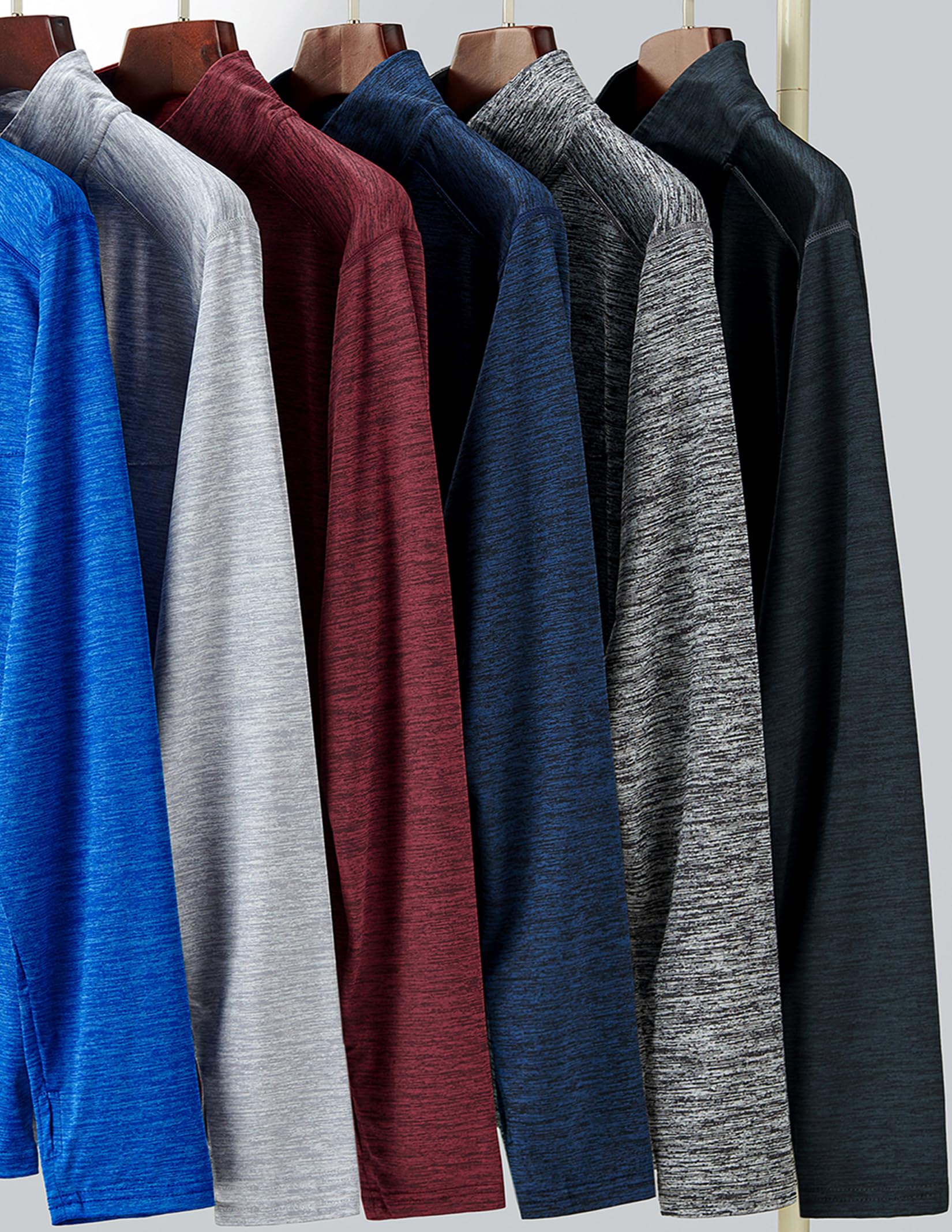 3 Pack: Men's Quarter 1/4 Zip Pullover Long Sleeve Workout Jackets, Athletic Dry Fit Running Shirts (Set 1, Small)