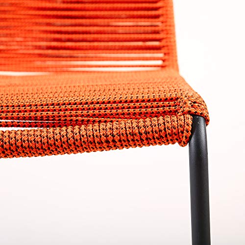 armen LIVING LCSTBABLTNG30 Shasta Outdoor Metal and Tangerine Rope Stackable Barstool, 30" Bar Height Set of 2