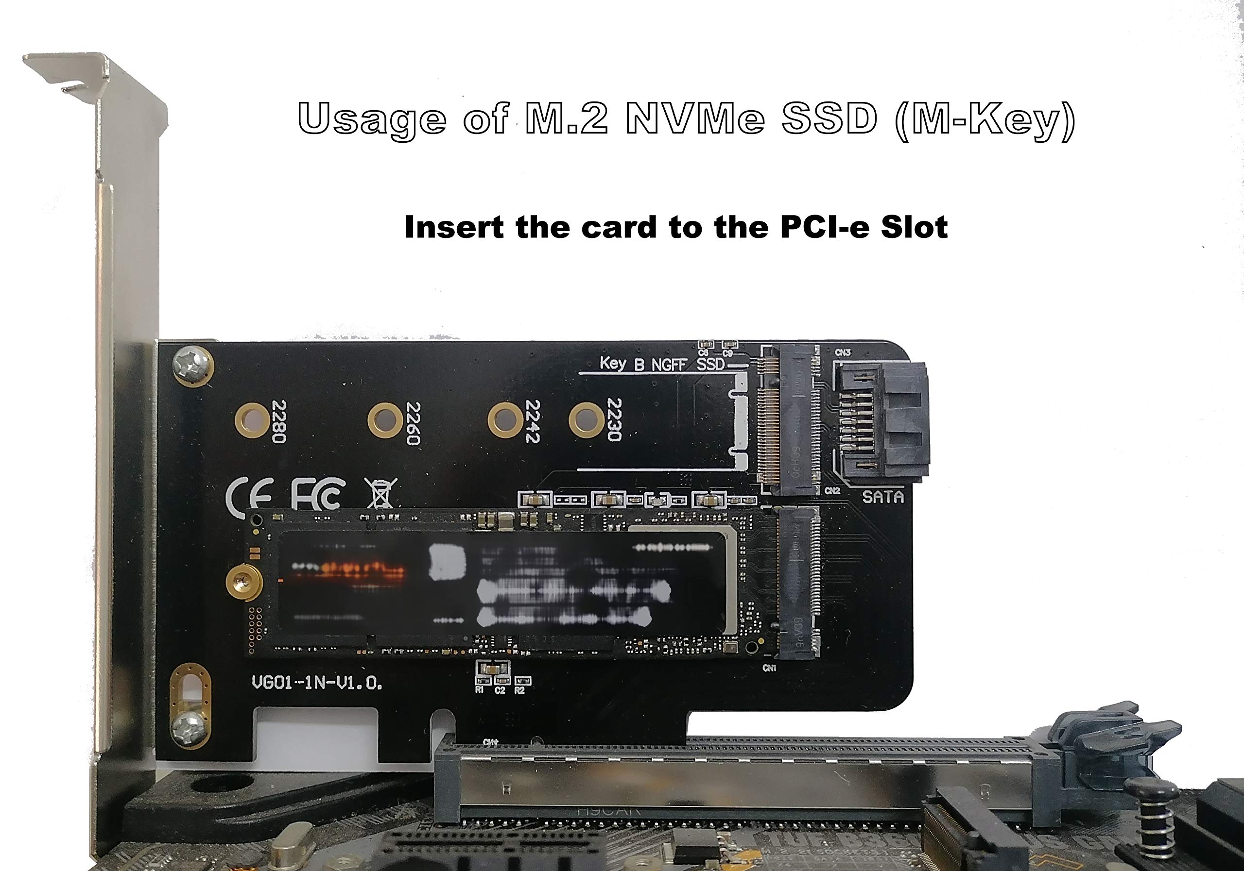 Valuegist PCIe Adapter for One M.2 NVMe Mkey and One SATA Bkey SSD, PCI-e 4.0 X4 Card Supports NGFF M2 M-Key or B-Key (M+B) SSD of Length 2280,2260,2242,2230, PCIe NVMe Adapter with SATA 3.0 Cable
