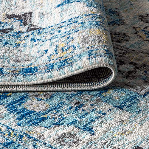 JONATHAN Y MDP202A-4 Modern Persian Boho Vintage Medallion Bohemian Indoor Area-Rug Country Easy-Cleaning Bedroom Kitchen Living Room Non Shedding, 4 ft x 6 ft, Cream,Blue
