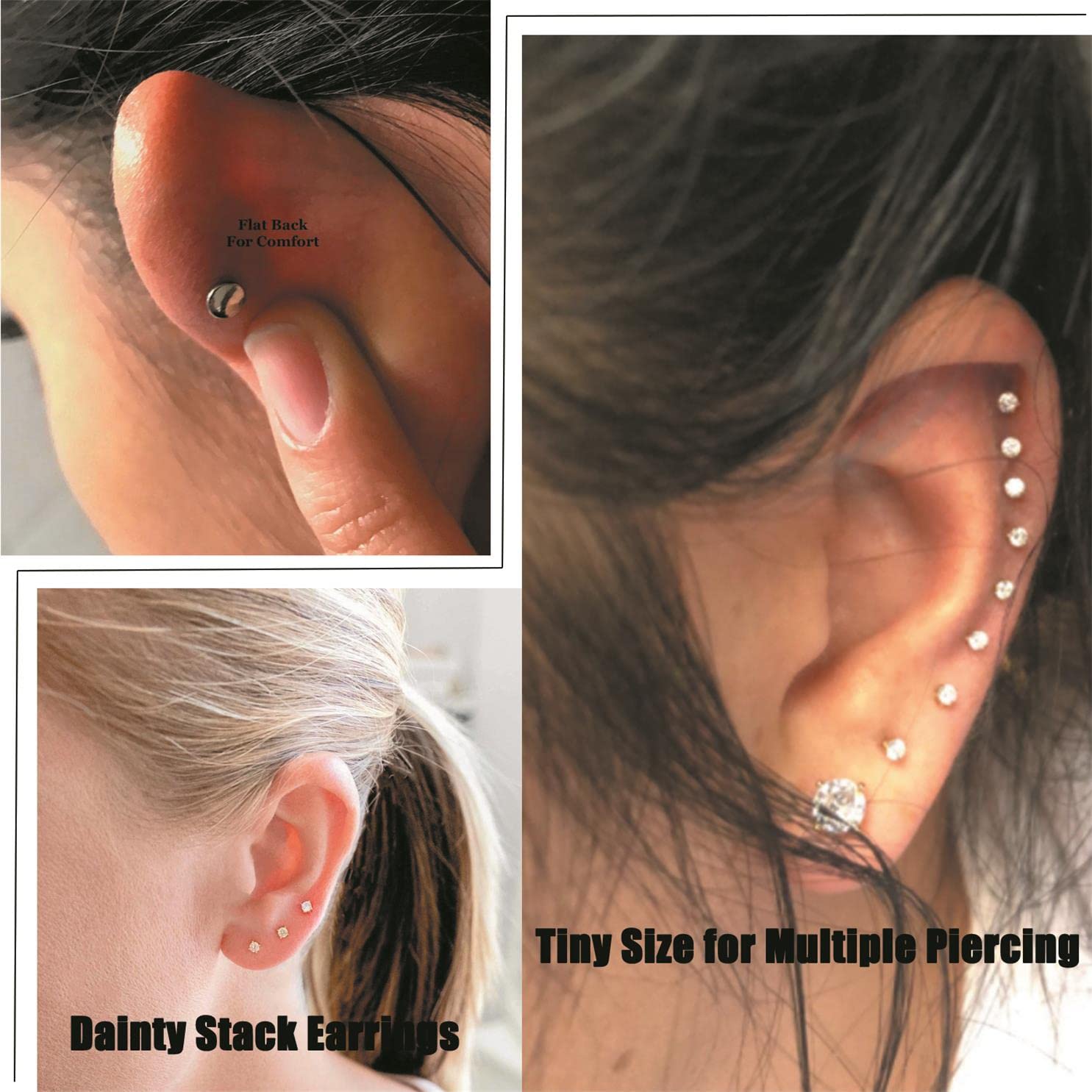 20G Small Cartilage Earrings Set for Women Surgical Stainless Steel, Screw Flat Back Mini Helix Earrings Tiny Hoops and Studs Earrings Set for Multiple Piercing Hypoallergenic, Pack of 10 Pairs ( 6/7/8/9/10mm Silver Hoops & 2mm CZ Studs)