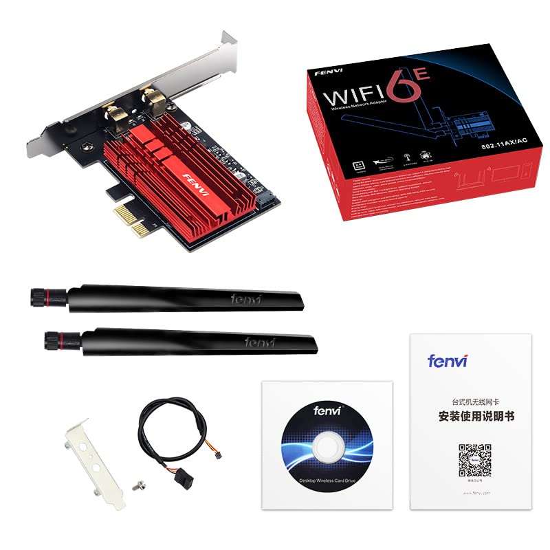 WiFi 6E AX210 PCI-E WiFi Network Card BT5.3 160MHz Tri-Band Expands WiFi into 6GHz/5GHz/2.4GHz 5400Mbps Gigabit AX210ngw Desktop PC PCIe Wireless Adapter WiFi 6E 802.11ac ax MU-MIMO for Windows 11/10