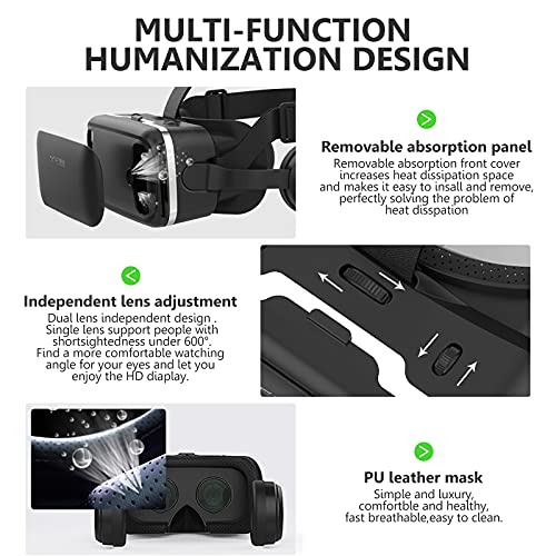 360° VR Headset with Remote Controller Compatible with iPhone and Android Phones,Adjustable 3D VR Glasses Goggles,Virtual Reality Headsets Goggles for Kids and Adults