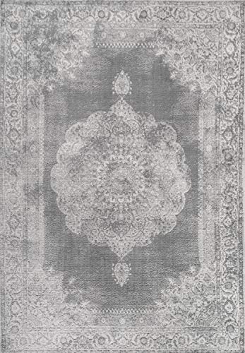 JONATHAN Y MDP403E-3 Rosalia Cottage Medallion Indoor Area-Rug Vintage Bohemian Easy-Cleaning Bedroom Kitchen Living Room Non Shedding, 3 ft x 5 ft, Gray/Dark Gray