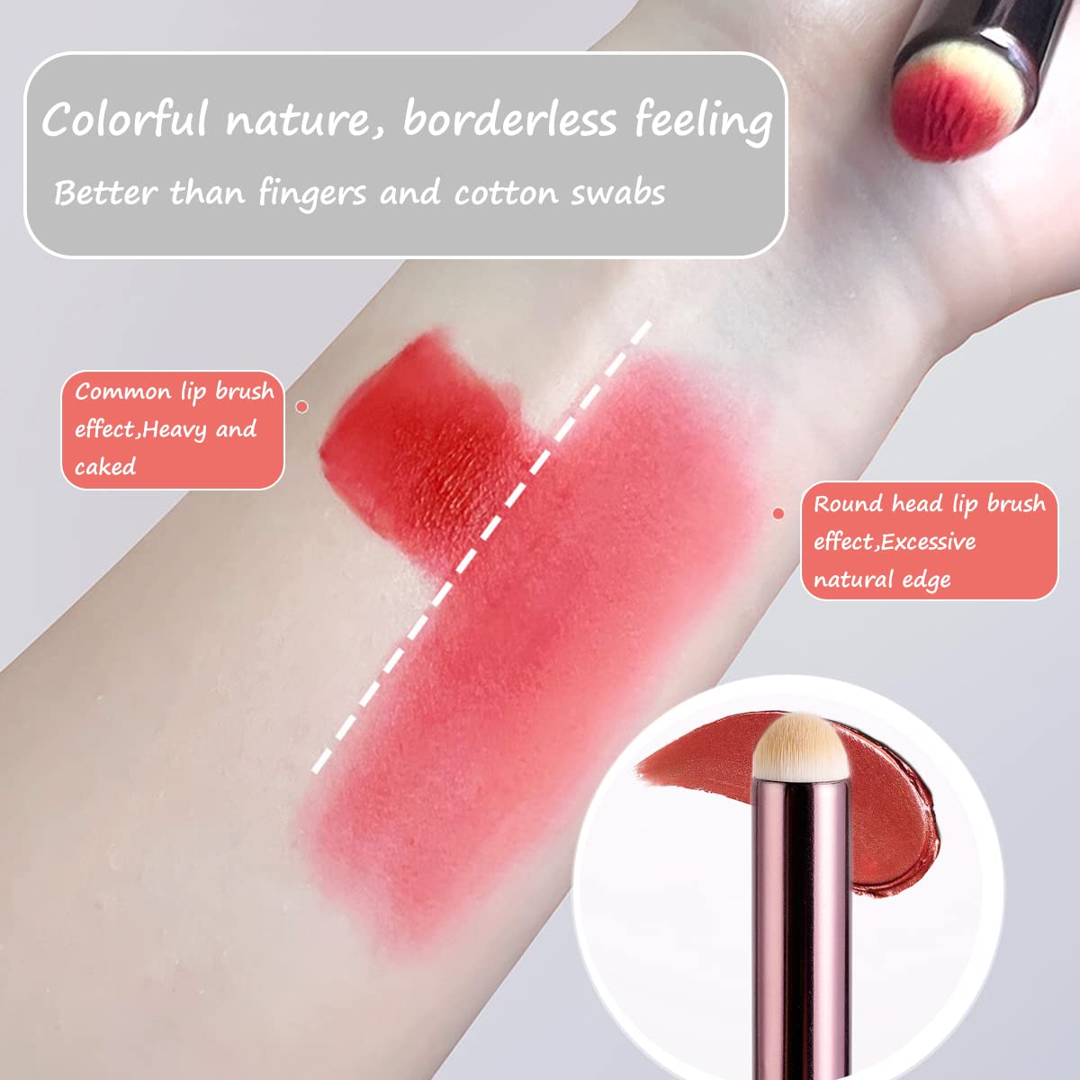 5PCS Round Tip Lipstick Smudge Brush, Lip Gloss Applicators Lipstick Brush, Makeup Lip Brushes, Artificial Fiber Portable Concealer Brush for Make Up