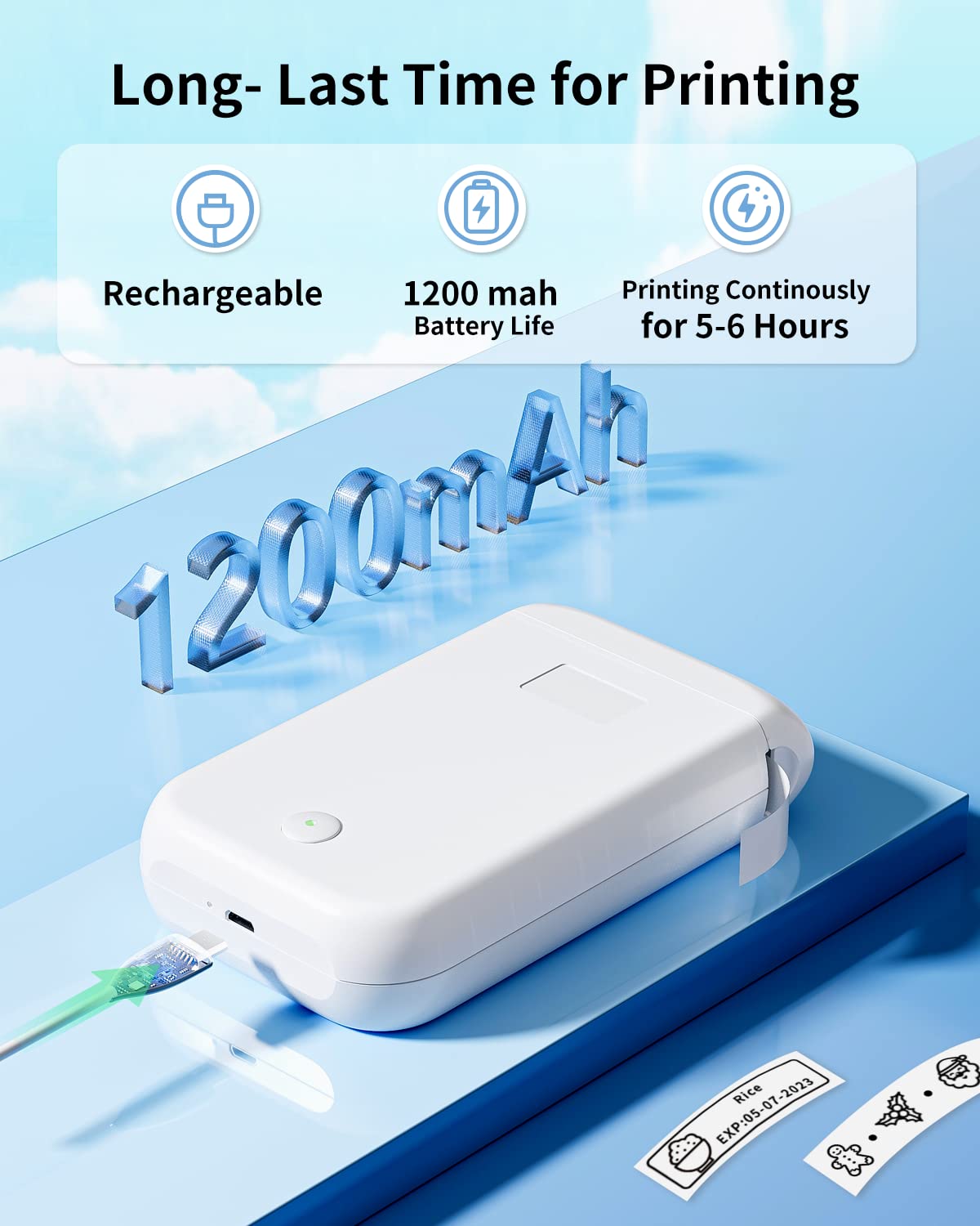 2024 Label Makers Machine with Tape, D10 Bluetooth Label Makers, Portable Wireless Mini Label Printer for Home Labeling, Easy to use Inkless Handheld Small Labeler for Phone, with 1 Roll Label