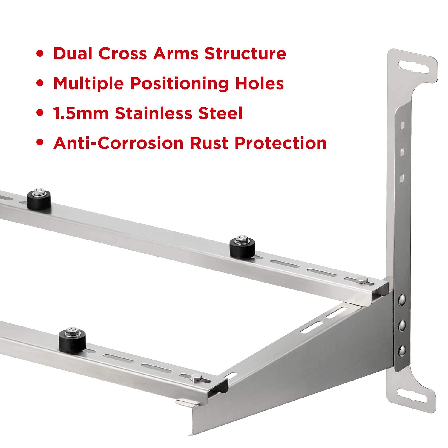 TURBRO Wall Mount Stand for Mini Split Ductless Air Conditioner Heat Pump System, Sturdy Stainless Steel Bracket w/Dual Cross-Bars, Support Condenser up to 550 lbs (7,000 - 24,000 BTU)