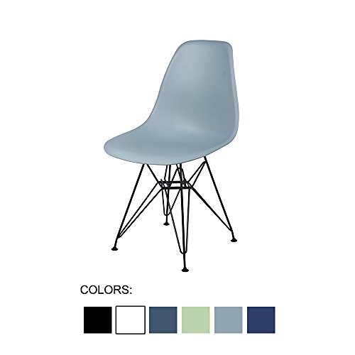 GIA Contemporary Armless Dining Chair, Qty of 2, Fog Seat with Black Metal Legs