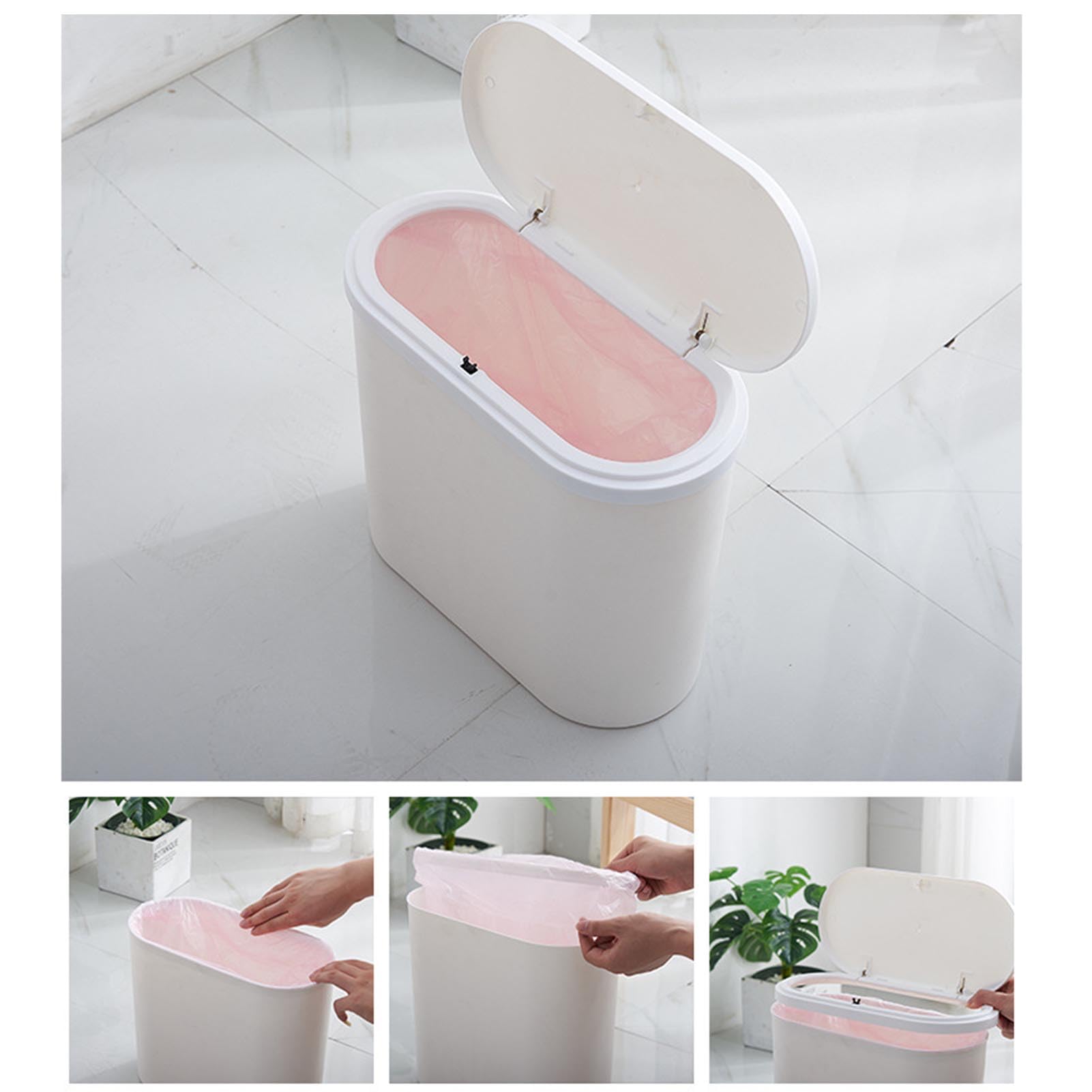 Aladeno White Trash Can Waste Basket Large Capacity Garbage Can with Press Type Lid Waste Bin, Waste Bin Container Bins for Kitchen, Bathroom, Living Room, Office, Dorm