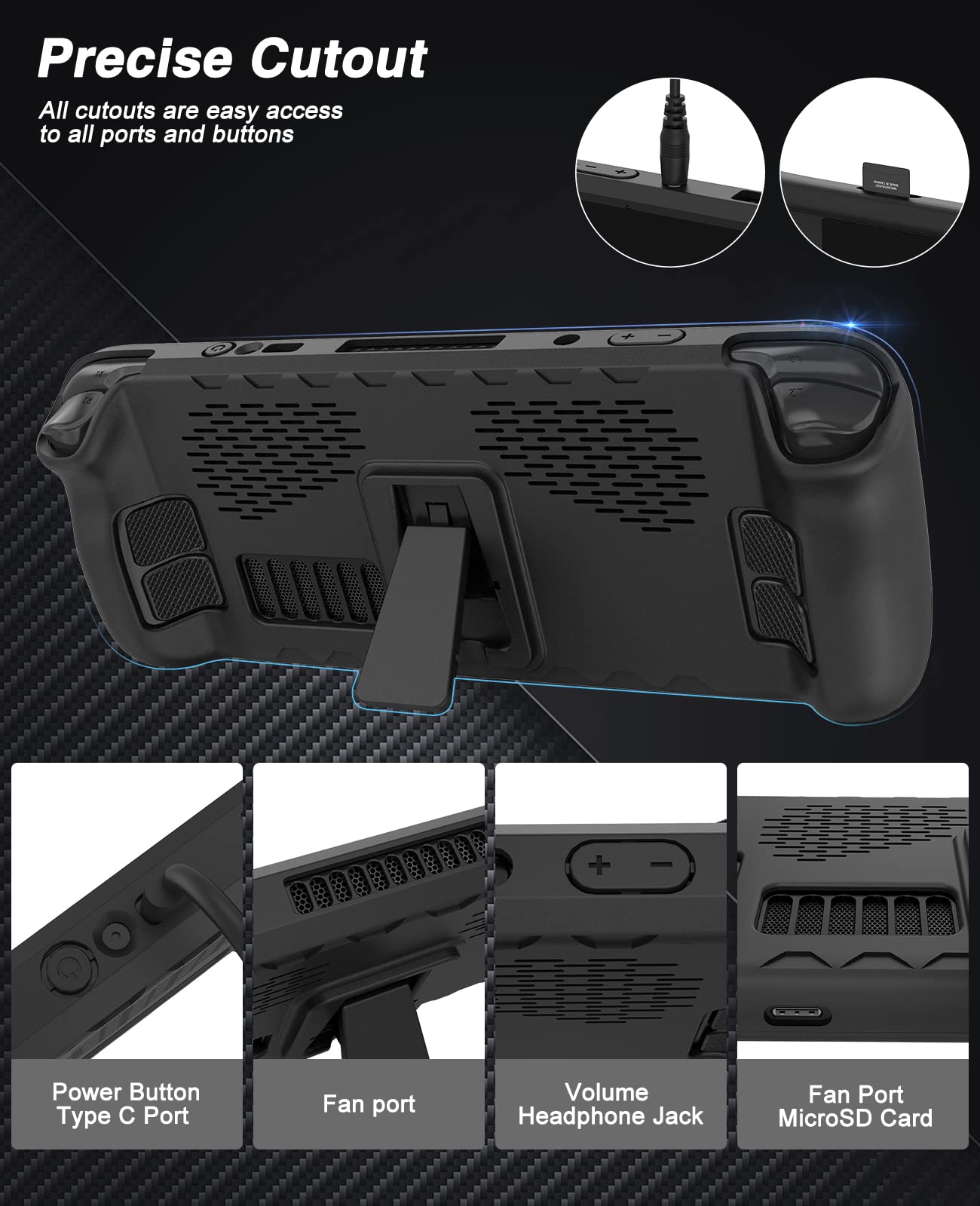 2022 Steam Deck Case, TPU Cover Protector with Stand Base, Shock-Absorption, Non-Slip and Anti-Scratch Kickstand Protective Case for Steamdeck