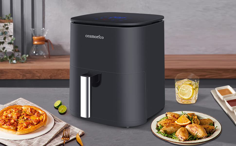 Air Fryer Oven 6 Quart Compact air fryers Oilless Oven 12-in-1 Nonstick and Dishwasher-Safe Basket, Exclusive Recipes, Tempered Glass Display, Custom