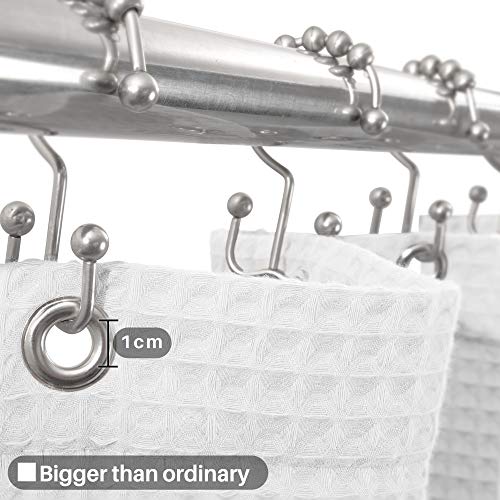 Barossa Design Cotton Blend Shower Curtain Honeycomb Waffle Weave, Soft & Hotel Spa, Washable, White, 72 x 72 inch