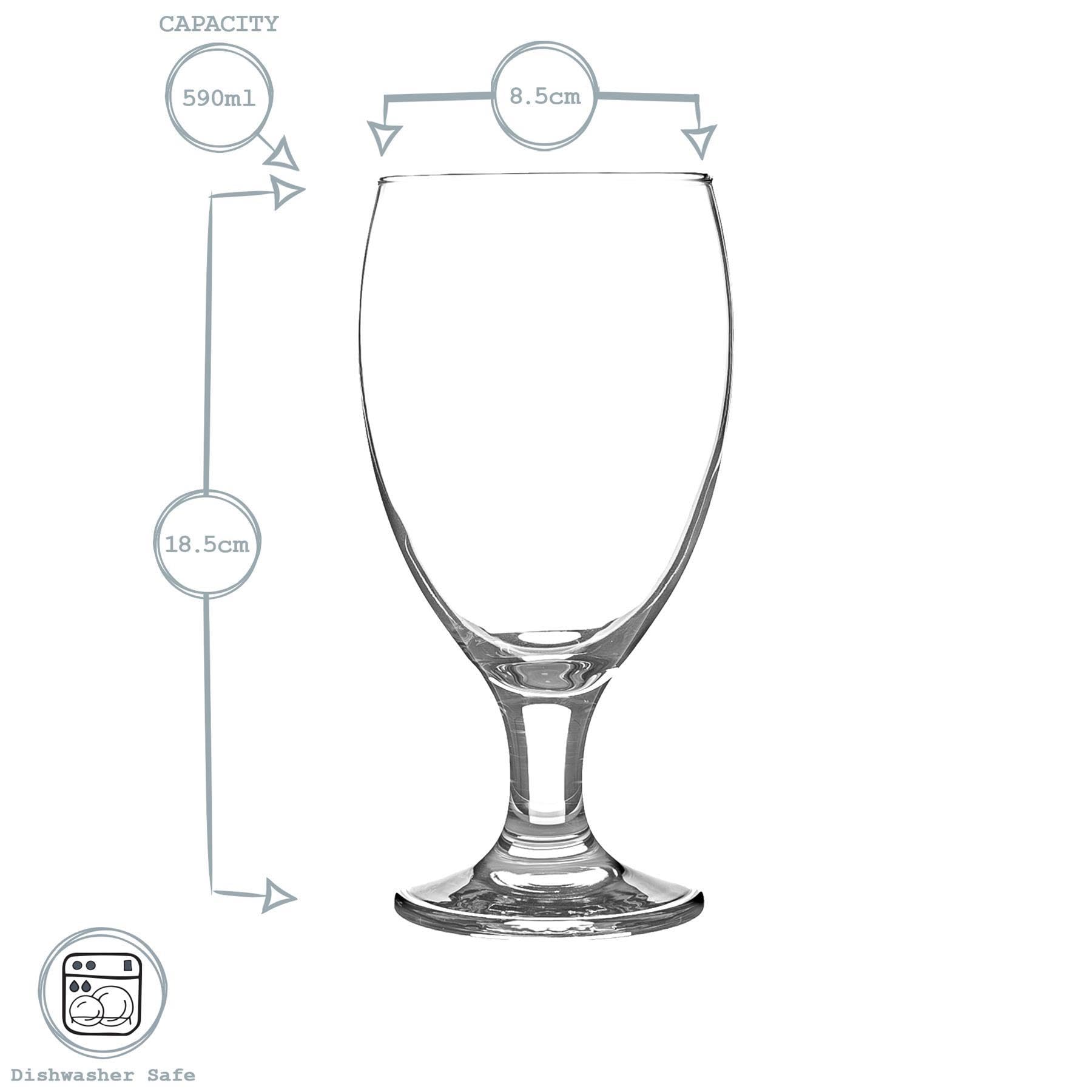 Rink Drink 4x Pint 590ml (20oz) Classic Tulip Beer Glasses Set - 'Empire' Range - Stemmed Snifter Drinking Lager Glass