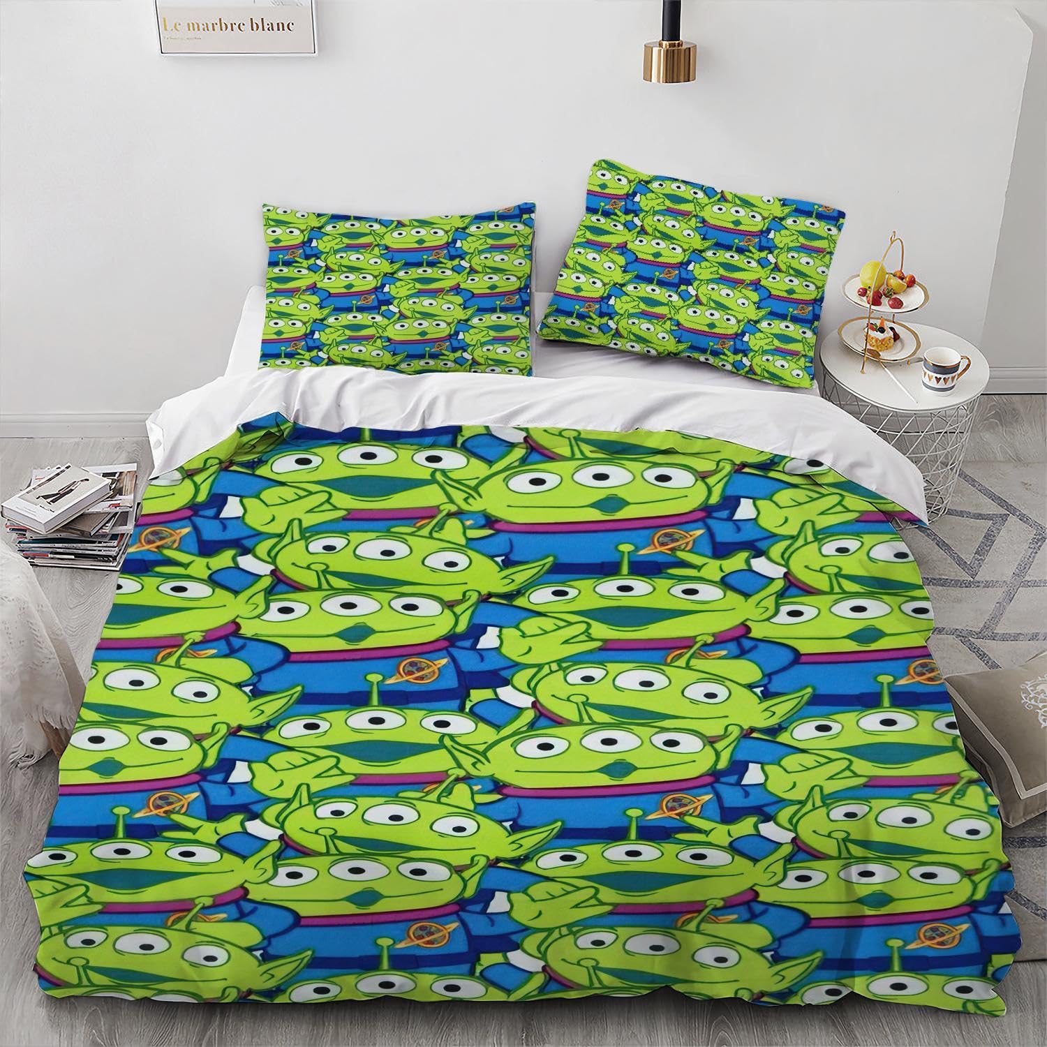 EVURU Toy Buzz Woody Cartoon Duvet Cover Set, 100% Microfiber Bedding Set, Skin-Friendly 3 Piece Comforter Cover Set for a Comfortable Sleep (03,Queen 90x90inch)