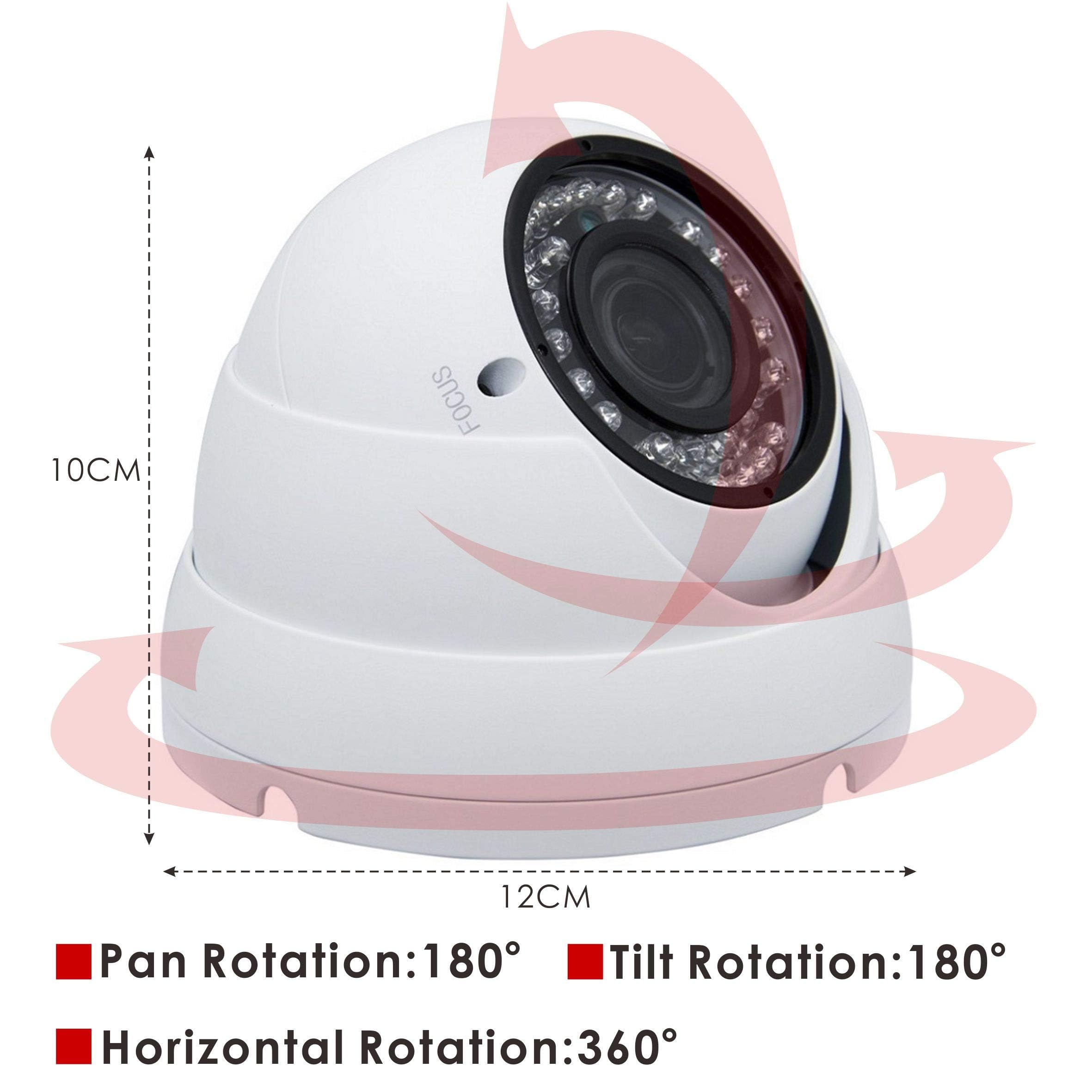 Vonnision 5MP 4MP Dome Super Hybrid Security Camera 4in1 TVI/CVI/AHD/960H CCTV Surveillance Security Camera 2.8-12mm Varifocal Lens Waterproof Day&Night Vision Outdoor/Indoor 98ft IR Camera White