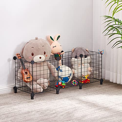 ANWBROAD Wire Cube Storage Organizer, 9 Cube Metal Grid, Wire Shelves Organizer, C grids Panels, Closet Organizer Shelves, Ideal for Bedroom Living Room Office 11.8β x 11.8β Black ULWT009B